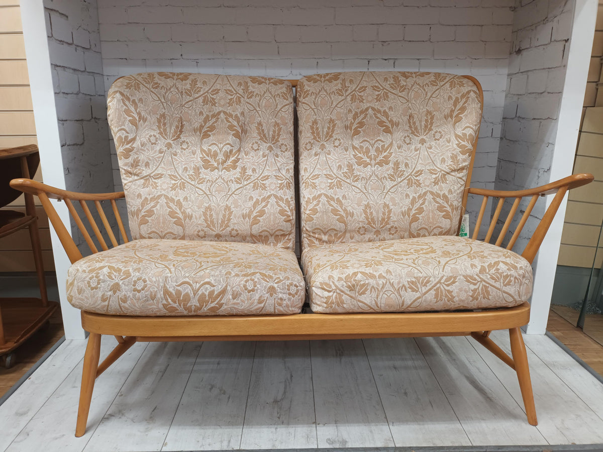 Vintage Ercol Sofa Settee 2 Seater Evergreen Mid Century High Back Blo ...