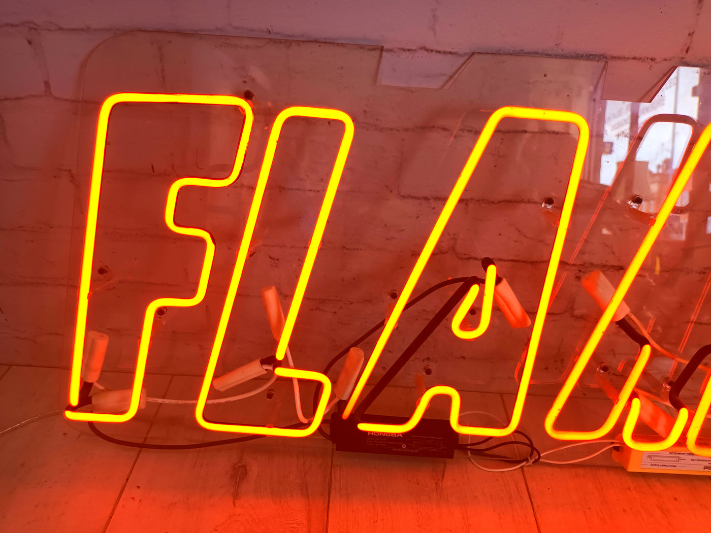 Vintage Neon Sign FLAMES LED Illuminated Sign Light Up Man Cave LARGE ...