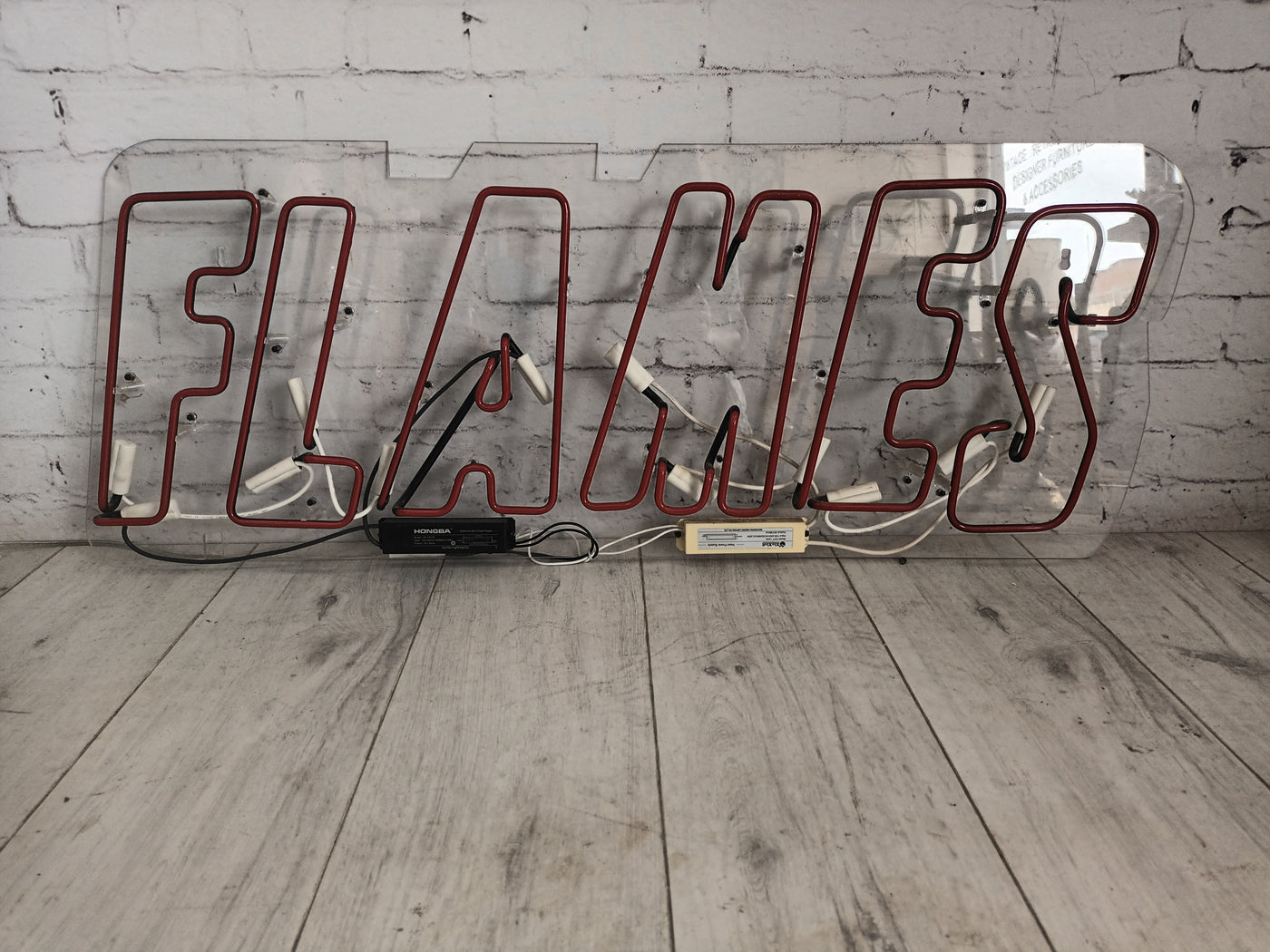 Vintage Neon Sign FLAMES LED Illuminated Sign Light Up Man Cave LARGE ...