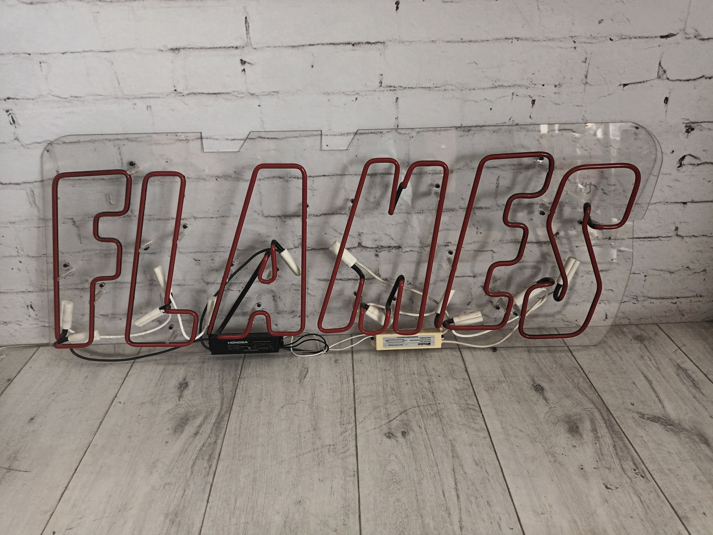 Vintage Neon Sign FLAMES LED Illuminated Sign Light Up Man Cave LARGE ...