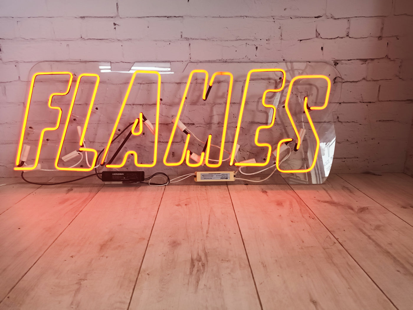 Vintage Neon Sign FLAMES LED Illuminated Sign Light Up Man Cave LARGE ...