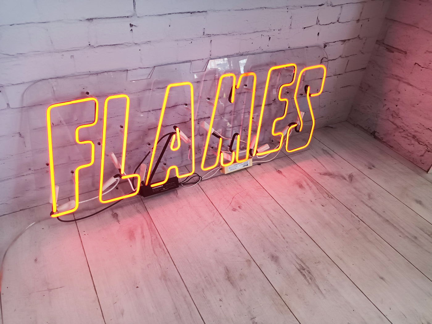 Vintage Neon Sign FLAMES LED Illuminated Sign Light Up Man Cave LARGE ...