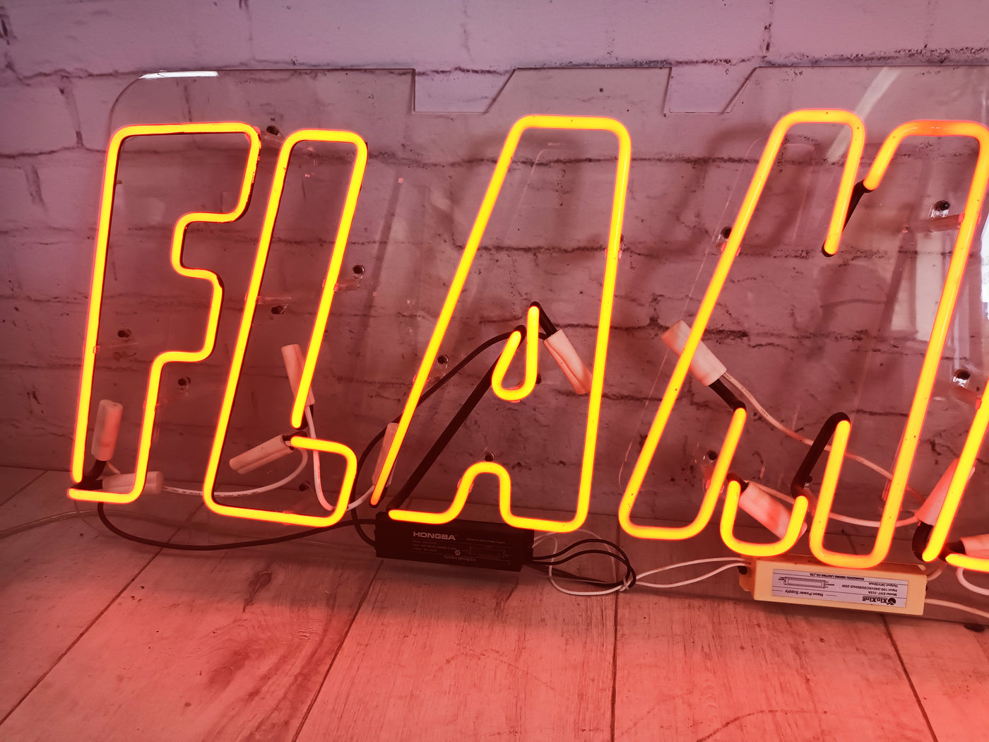 Vintage Neon Sign FLAMES LED Illuminated Sign Light Up Man Cave LARGE ...