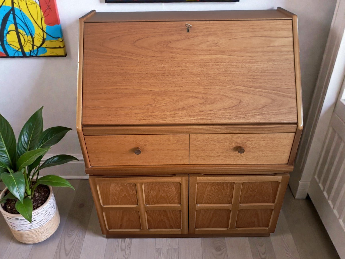 Mid Century Nathan Writing Bureau Desk Home Office Laptop Work Station ...